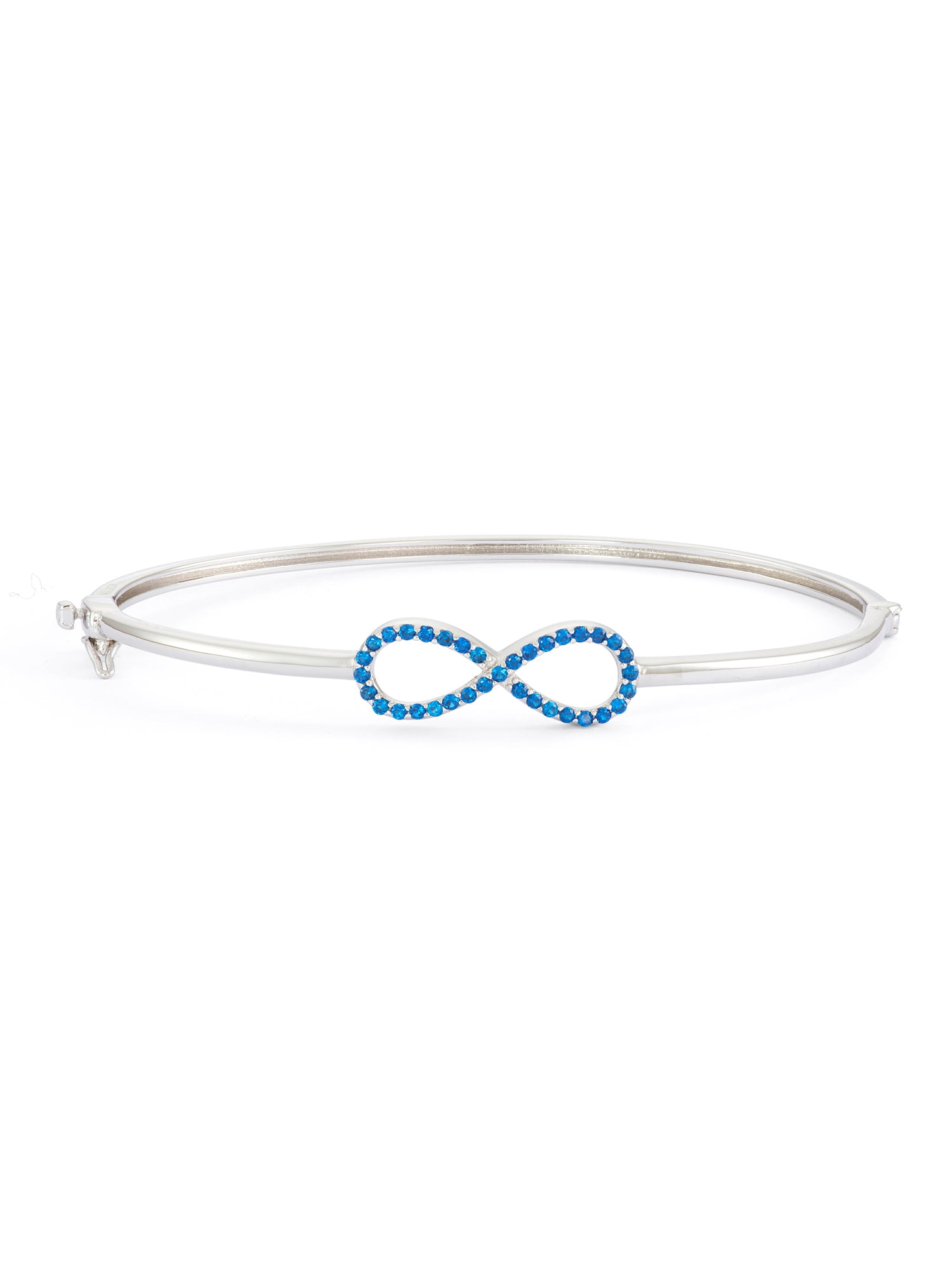 Simulated Sapphire Sterling Silver 22mm Infinity Bangle - Walmart.com