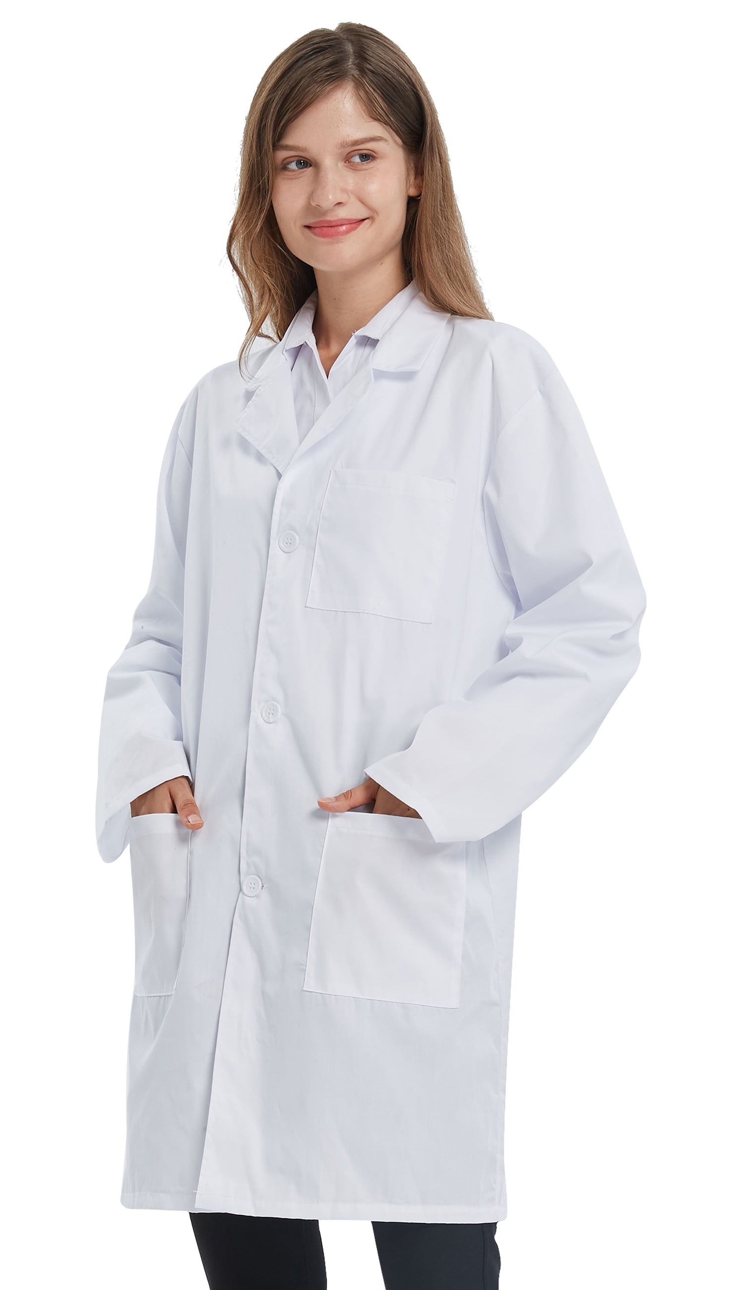 VOGRYE Professional Lab Coat for Women Men Long Sleeve, White, Unisex ...