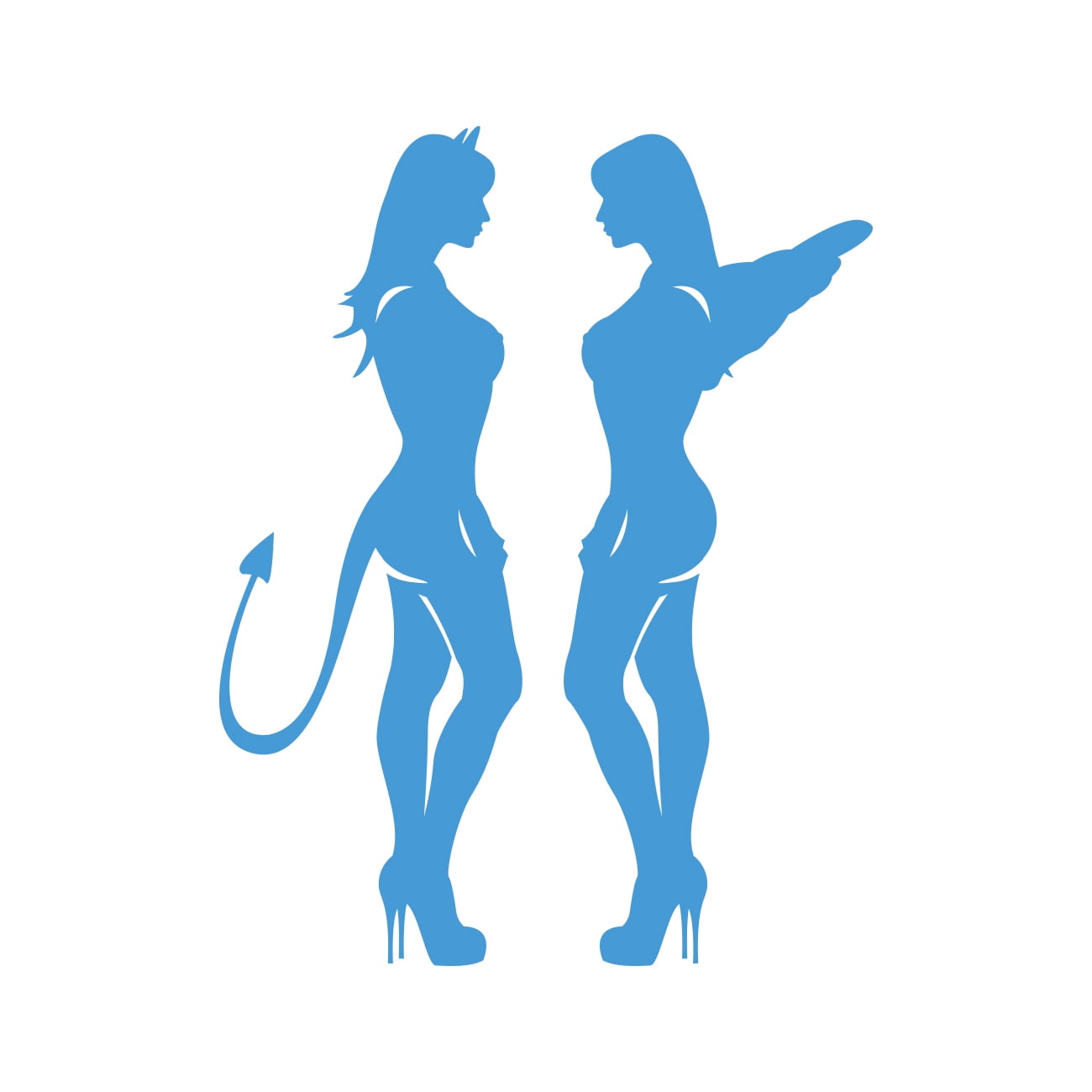 Angel Devil Sexy Girls Sticker Decal Die Cut - Self Adhesive Vinyl - Weatherproof - Made in USA ...