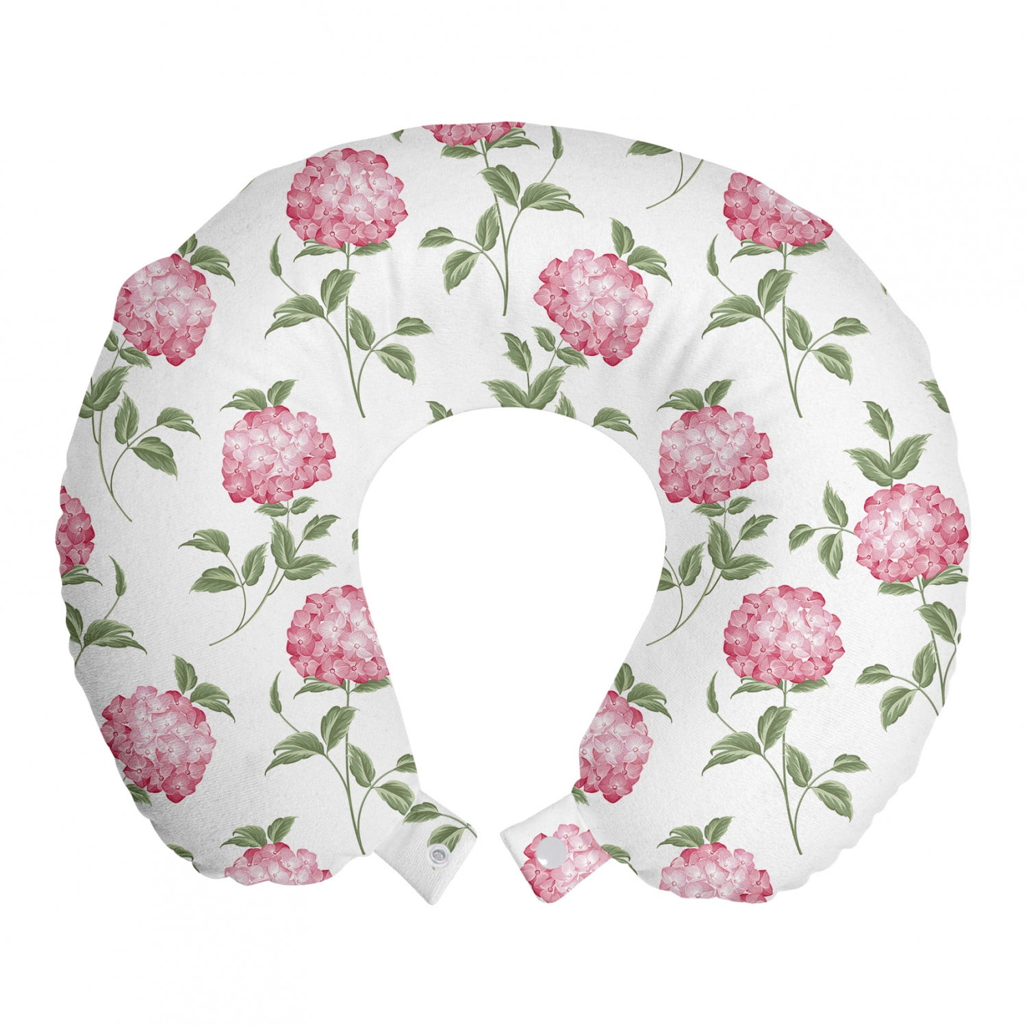 Flower Travel Pillow Neck Rest, Abstract Simplistic Hydrangea Floral ...