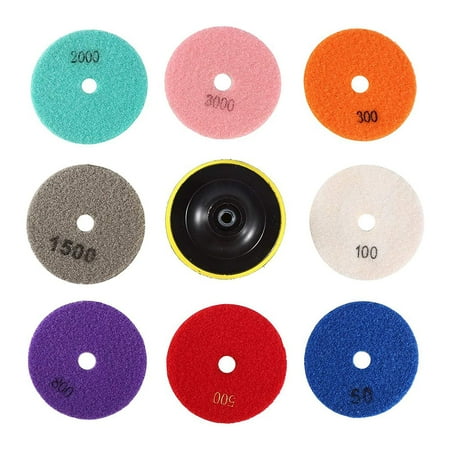 100 mm / 4 inch Diamond Wet Dry Polishing Discs Set 8 Grinding Discs ...
