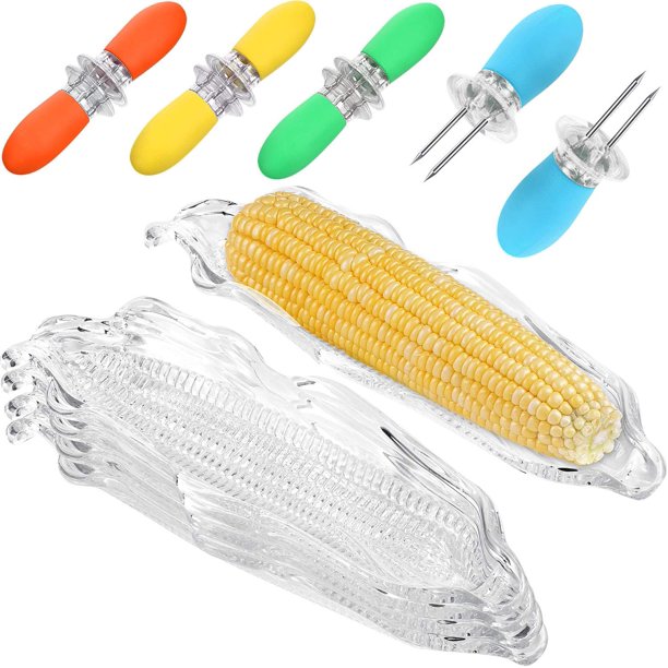NOGIS 12 Pieces Corn Cob Holders and Dish Set Transparent Dish ...