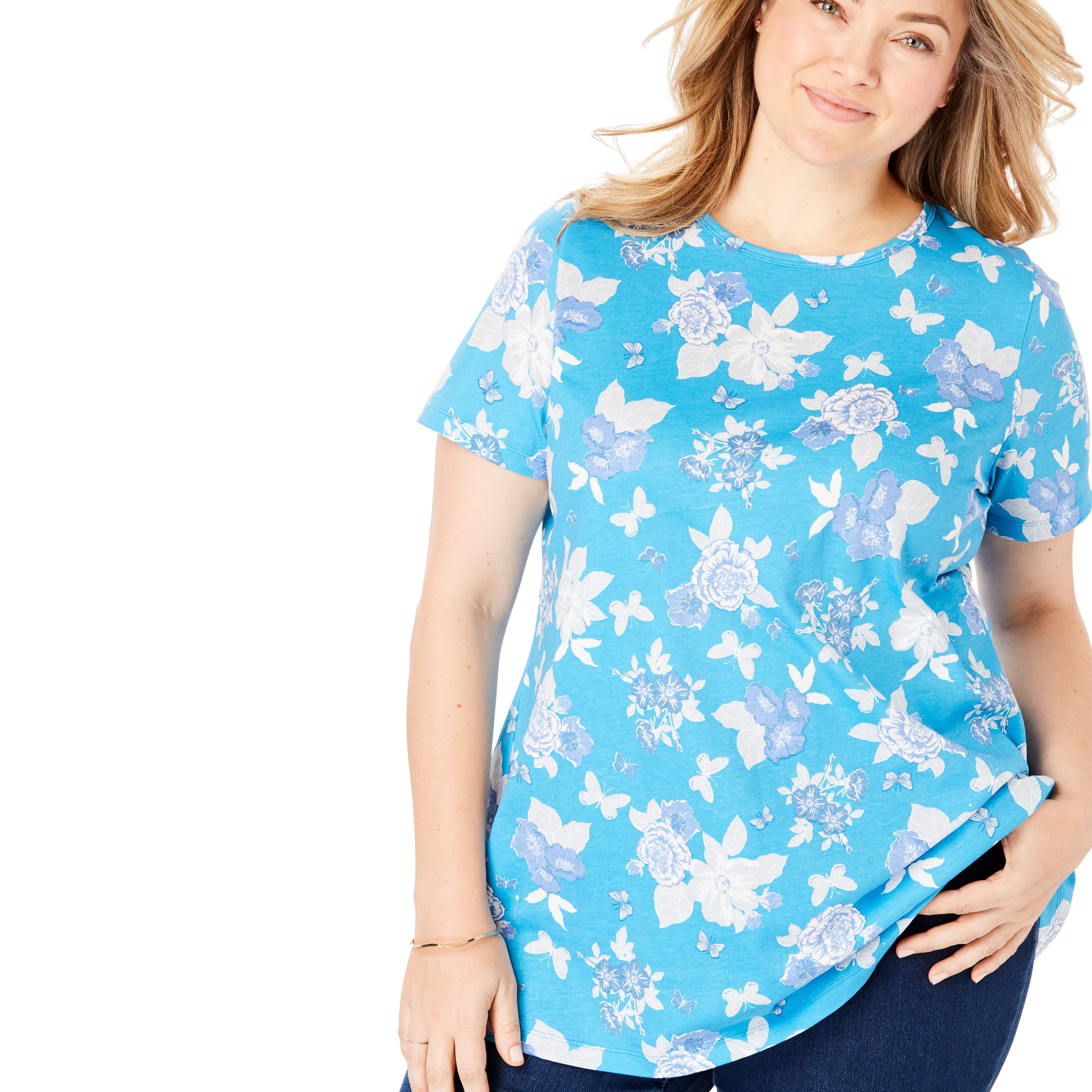 Woman Within Plus Size Perfect Crewneck Printed Tee T-Shirt - Walmart.com