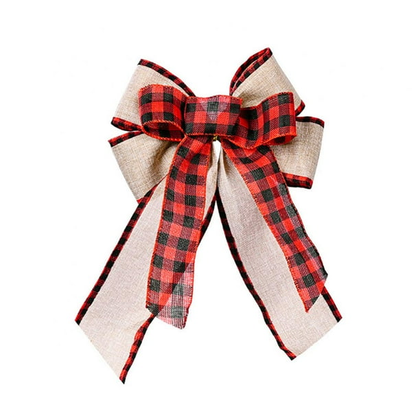 Christmas Checked Tree Topper Large Toppers Bow Black And White Plaid