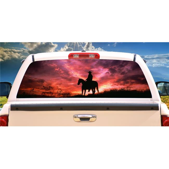 SignMission Cowboy Sunset Rear Window Graphic Truck View Thru Vinyl ...