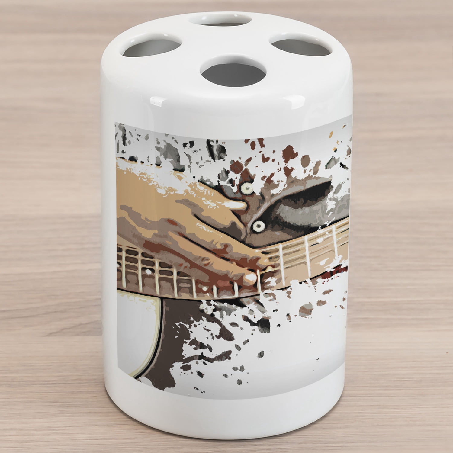 Rock and Roll Ceramic Toothbrush Holder, Close Scene of a Man Playing ...