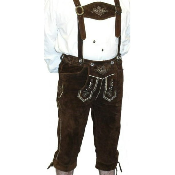 "Dirndl Trachten Haus" - 2-Piece Leather German Oktoberfest Lederhosen Shorts Pants Brown ...