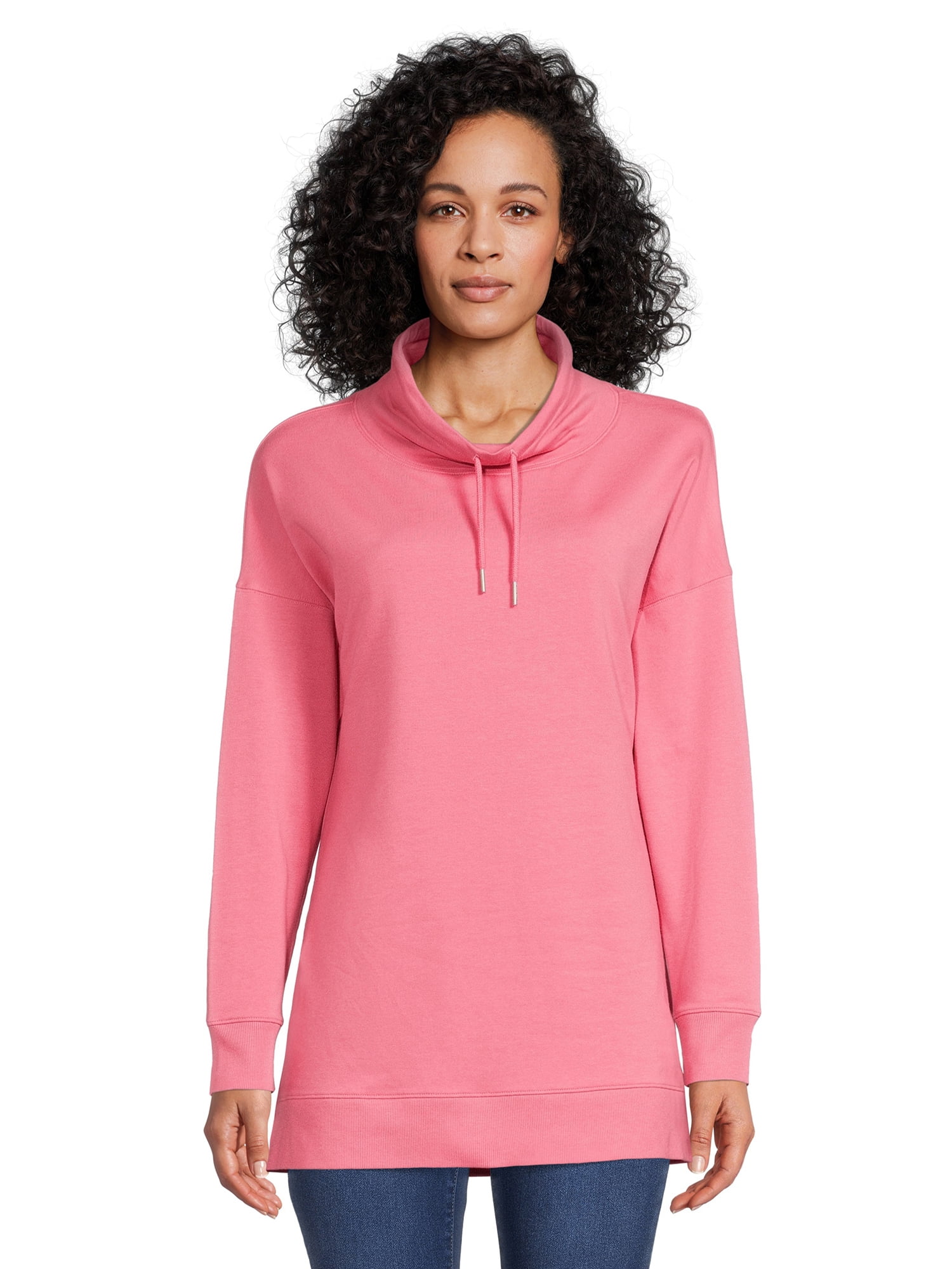 Time and Tru Women's Cowl Neck Tunic Sweatshirt - Walmart.com