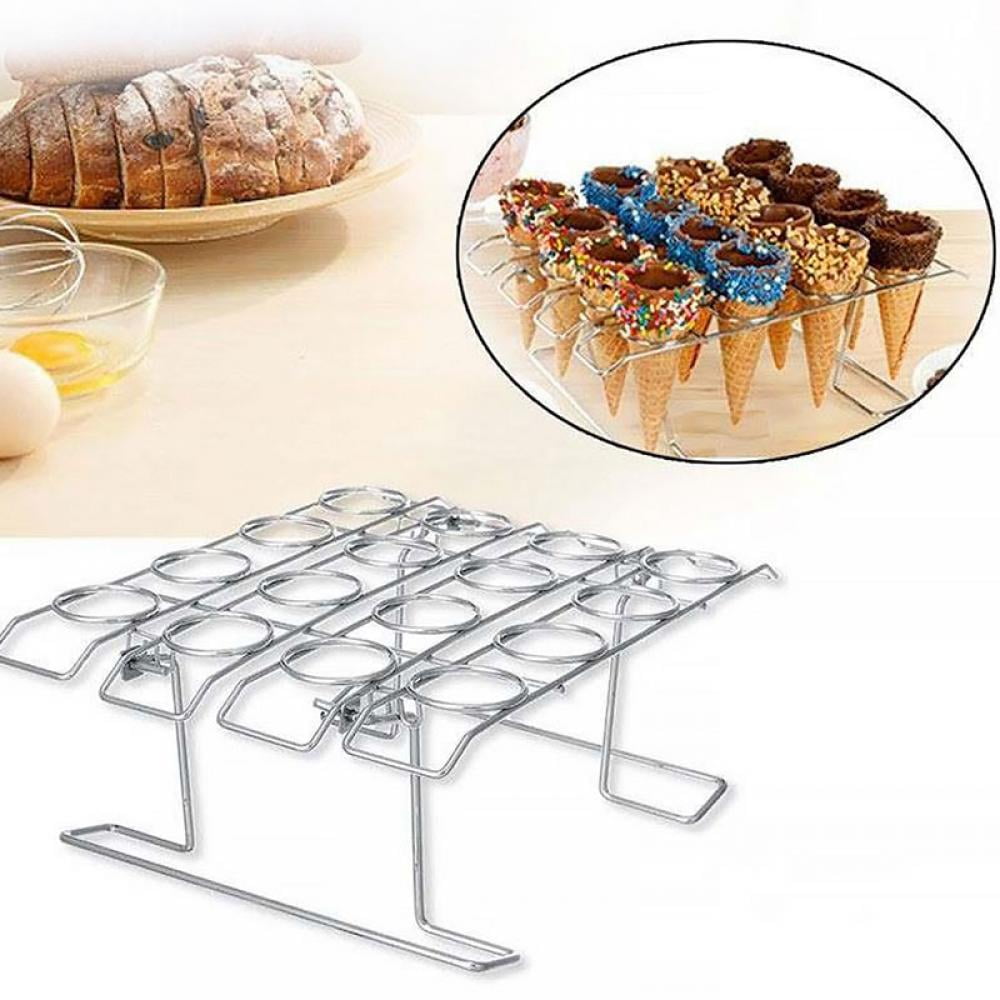 Cupcake Cones Baking Rack, 16-Cavity Ice Cream Cone Cupcakes Holder ...