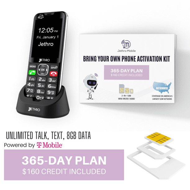 Jethro SC490 4G Unlocked Senior Cell Phone - 365 Days Unlimited Talk ...