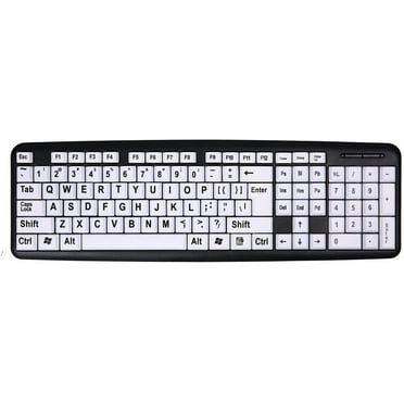 Ezsee Big Letter Multimedia Keyboard - Large White Print on Black Keys ...