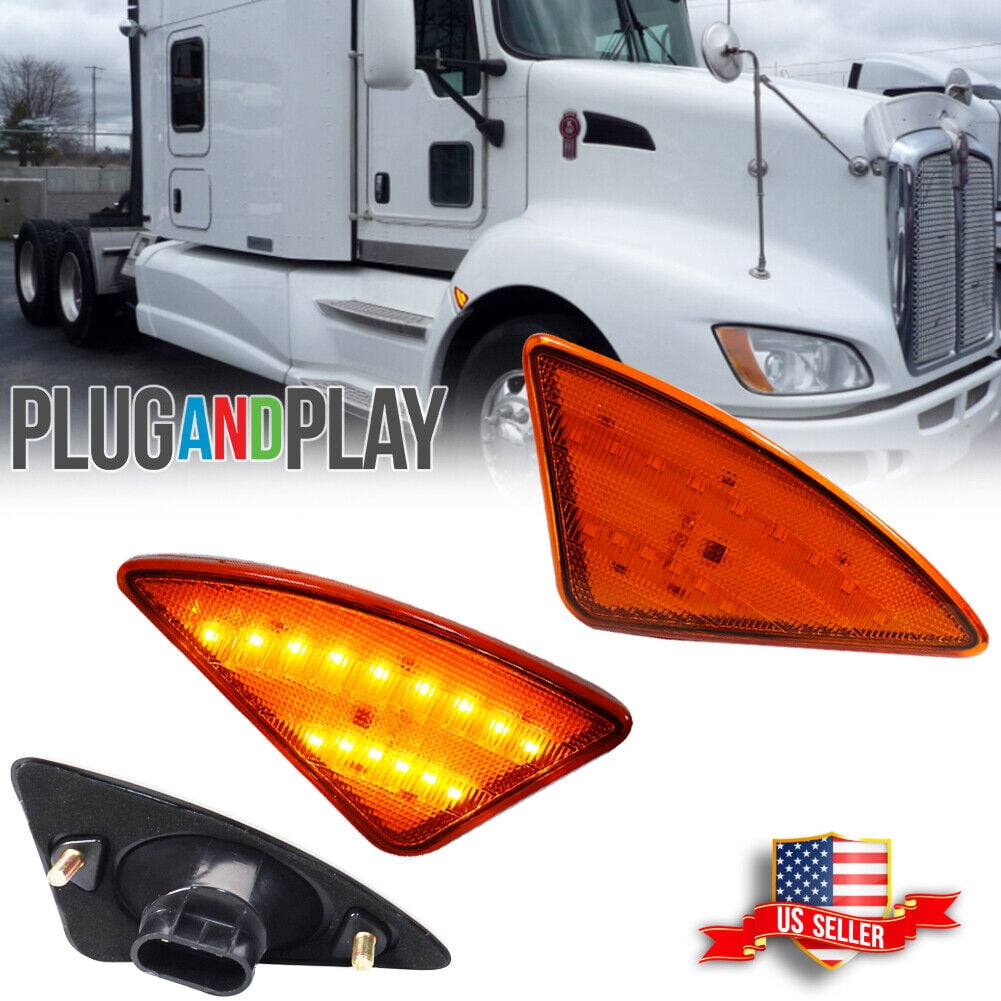 GTINTHEBOX LED Front Cab Flare Side Marker Turn Signal Lights For ...