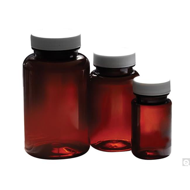 4 oz Amber PET Packer Bottles with 38-400 White Polypropylene Sturdee ...