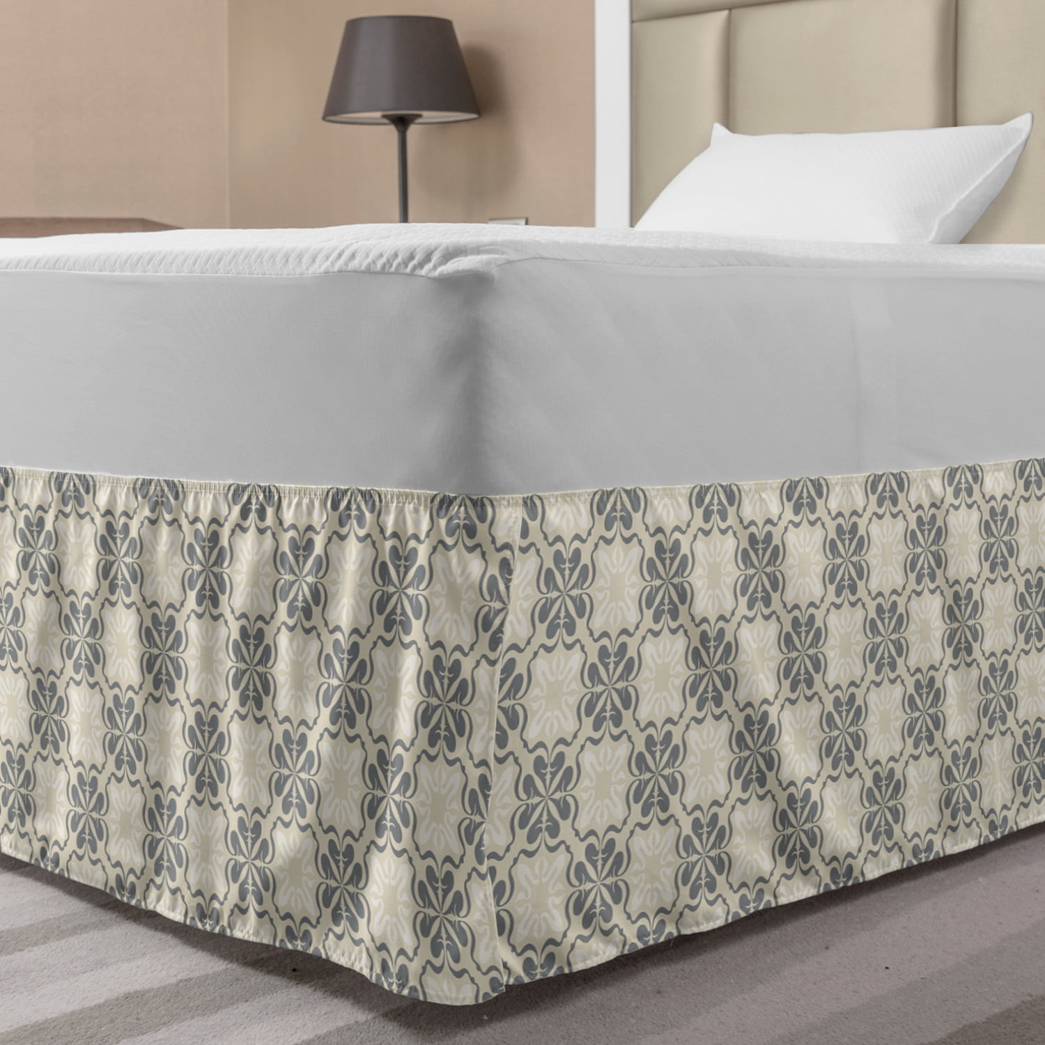 Ethnic Bed Skirt, Talavera Pattern Mediterranean Ornaments Abstract ...