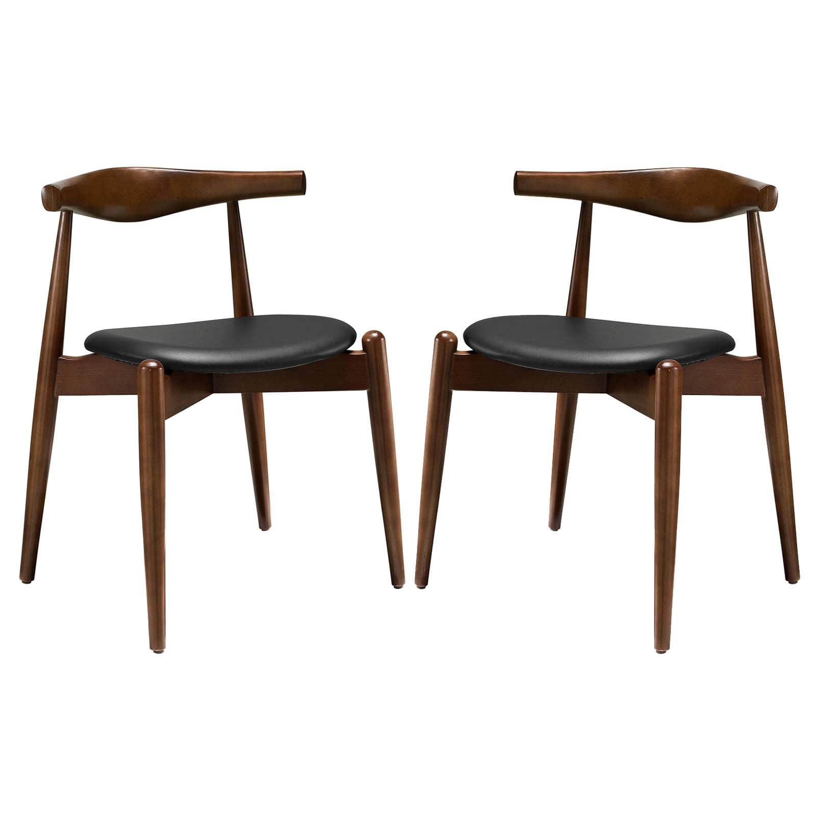 Modern Contemporary Kitchen Wood Dining Side Chairs Set of Two Walnut ...