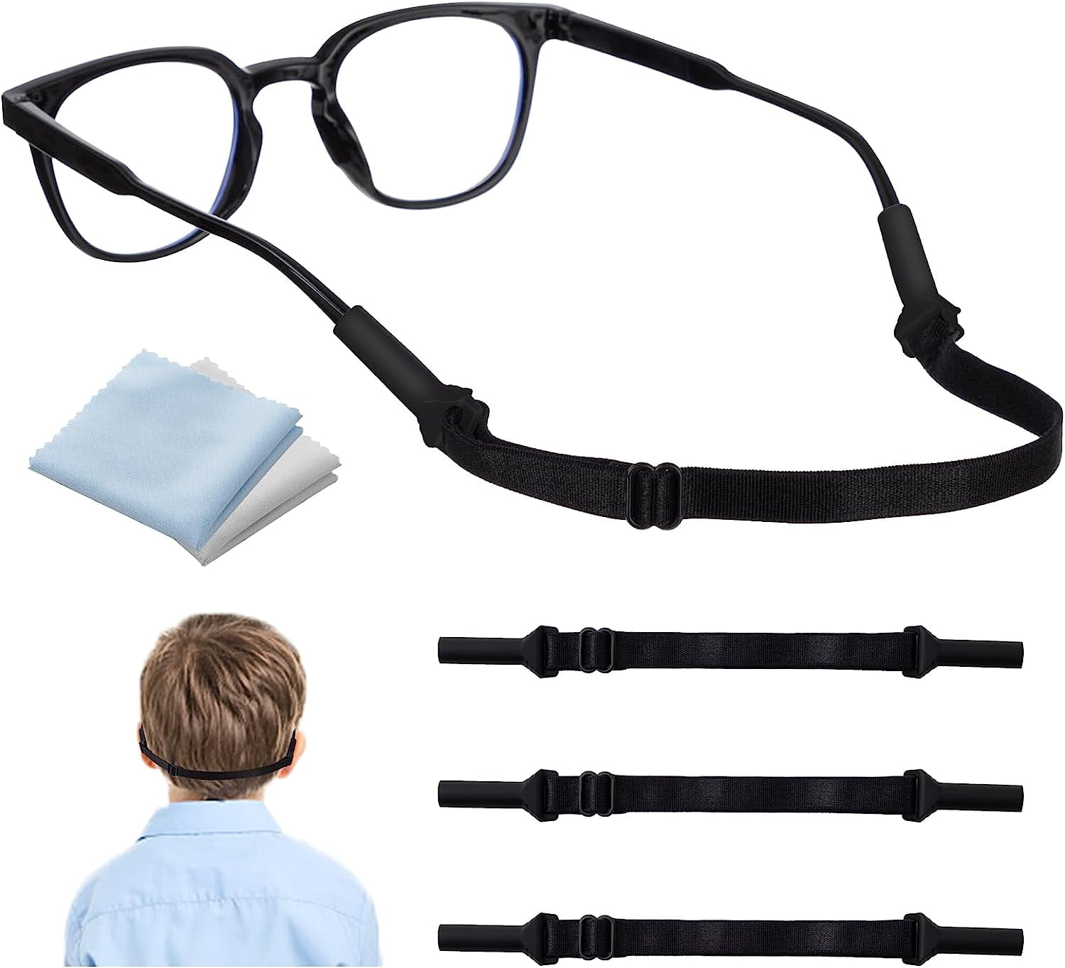 Adjustable Glasses Straps, No Tail Anti-Slip Eyeglasses String Holder ...