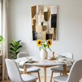 Abstract Color Block Canvas Wall Art for Living Room, Brown Beige Black ...