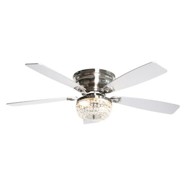 52" Modern Crystal Ceiling Fan with Lights Remote Control Reversible 5 ...