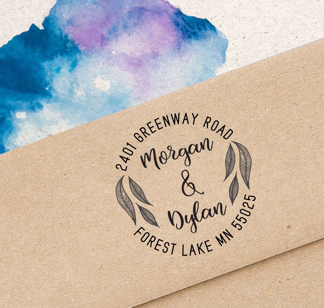 Printtoo Custom Monogram Round Rubber Stamp Rustic Wedding Invitation ...