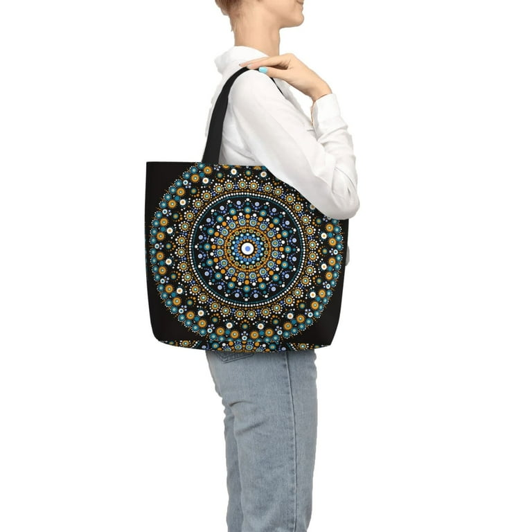 Disketp Dot Mandala Canvas Tote Bag,Women Shoulder Bag Disketp Dot Mandala Canvas Tote Bag,Women Shoulder Bag