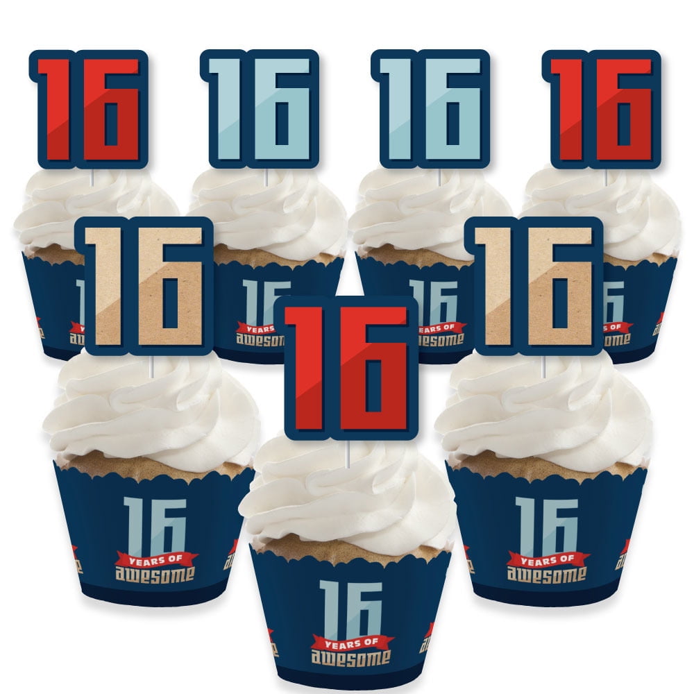 Boy 16th Birthday - Cupcake Decoration - Sweet Sixteen Birthday Party ... Boy 16th Birthday - Cupcake Decoration - Sweet Sixteen Birthday Party ...