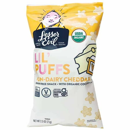 Lesser Evil - Organic Lil' Puffs - Non-Dairy Cheddar, 71g | Walmart Canada