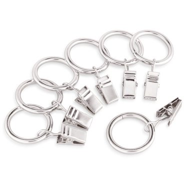 Drapery Clip Rings (Set of 7) Fits 1" Rod Plated Brushed Nickel ...