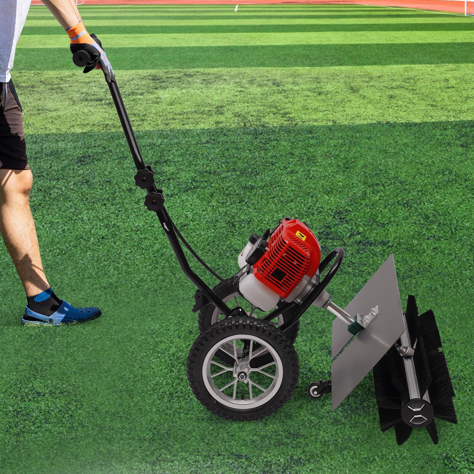 Miumaeov 43CC 1.7HP Gas Powered Push Lawn Sweeper 2-Stroke Gasoline ...