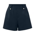 Ailaofu Womens High Waisted Pleated Shorts Fashion Button Solid Color ...