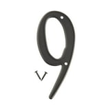 Hy-Ko 4 Inch House Address Number 9, Black Textured Plastic with Nails ...
