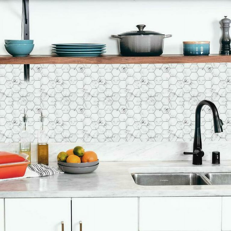 Carrara Backsplash Tile White Carrara Subway Peel And Stick Backsplash