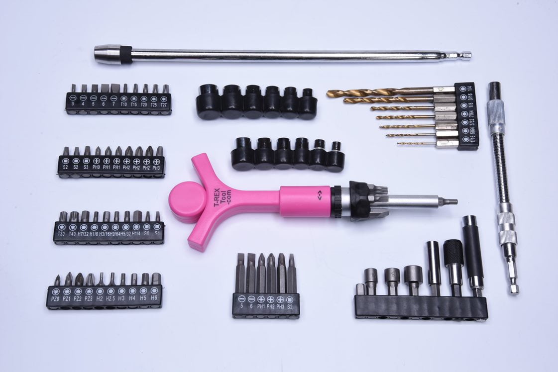 Ratcheting Screwdriver/T-Rex Tool 83 Piece Custom Box Set - Ergonomic Handle Hot Pink - Walmart.com