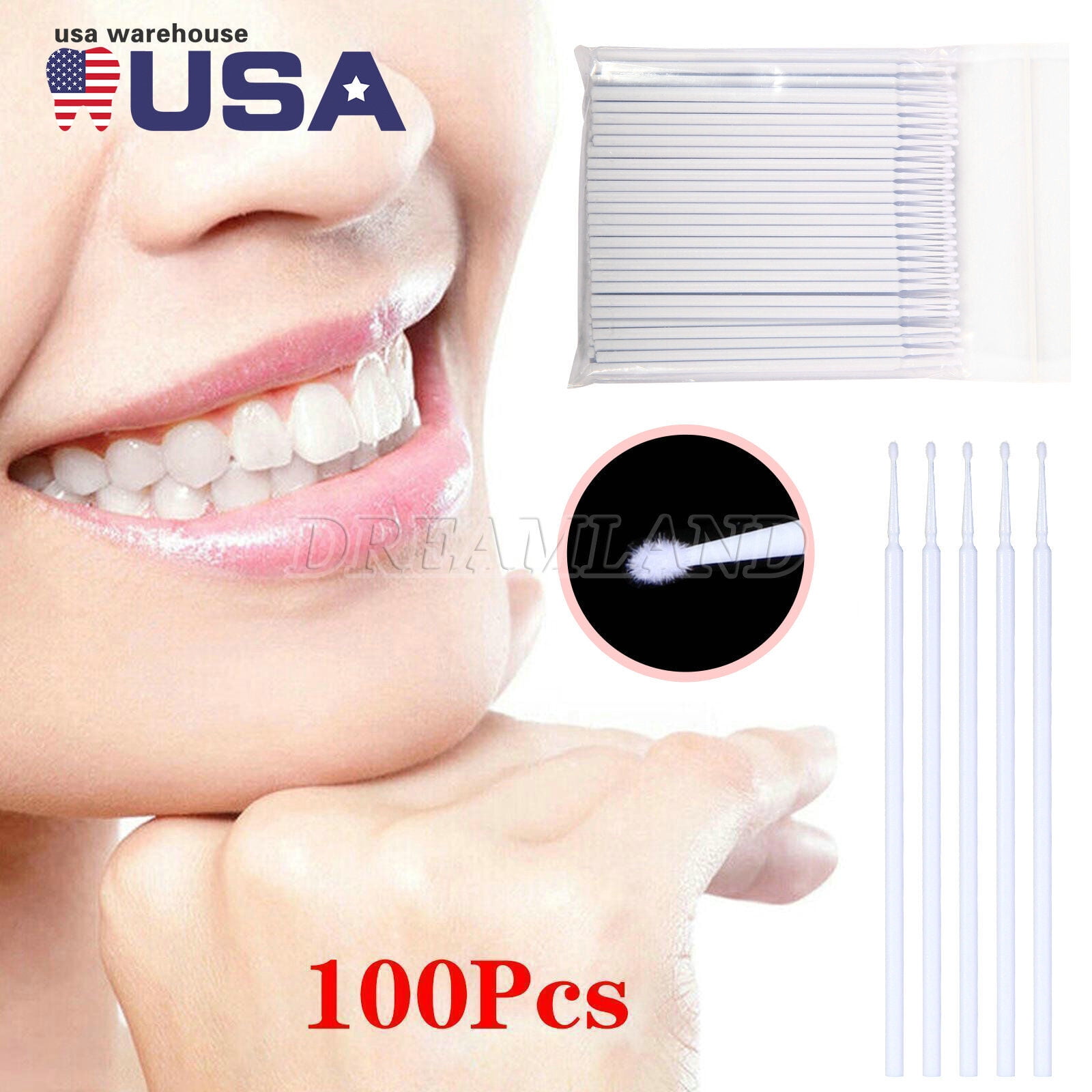 100 Pcs Dental Microbrush Micro Brush Applicator Tips (Regular, Fine ...