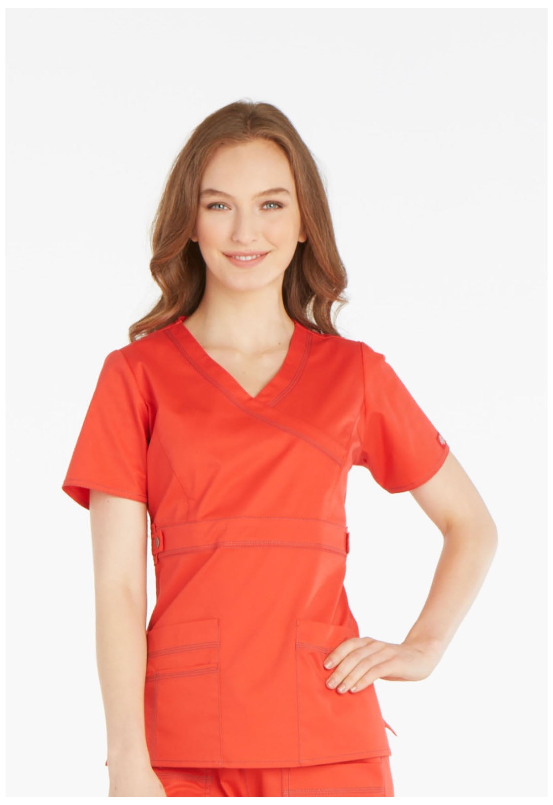 Dickies Gen Flex Medical Scrubs Top For Women Mock Wrap Plus Size 817355 3xl Fiesta