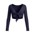 Otntypg Womens Tie Front Wrap Tops Long Sleeve Shrugs Workout Ballet ...