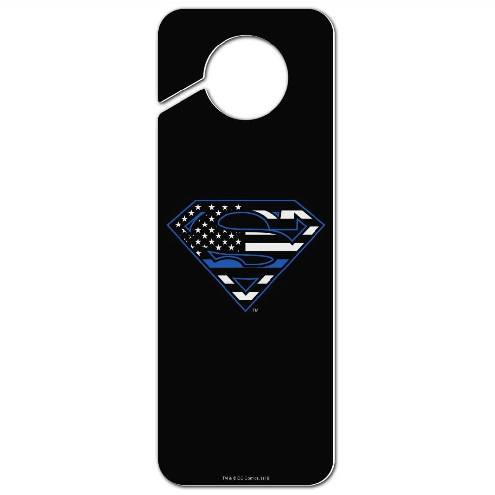 Superman Thin Blue Line Flag Shield Logo Plastic Door Knob Hanger Sign ...