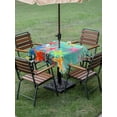 Marine Life Square Outdoor Tablecloth with Umbrella Hole Red Yellow ...