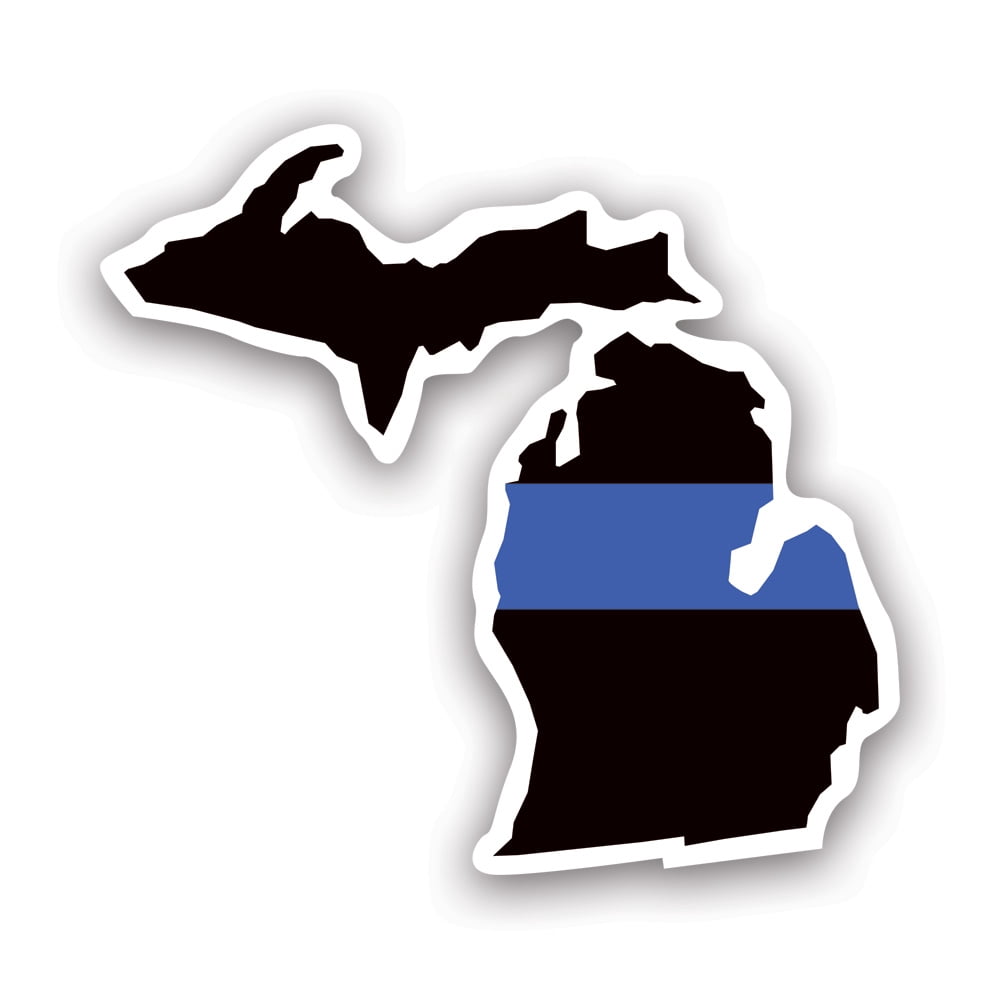 Michigan State Shaped The Thin Blue Line Sticker Decal - Self Adhesive ...
