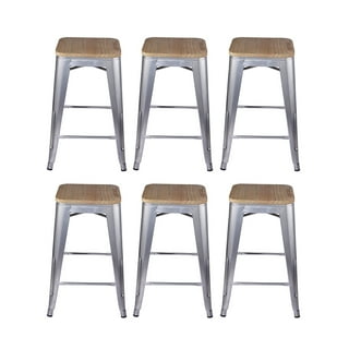 PJ Wood Classic Round-Seat 29 Inch Kitchen Bar Stools, Natural, Set of ...