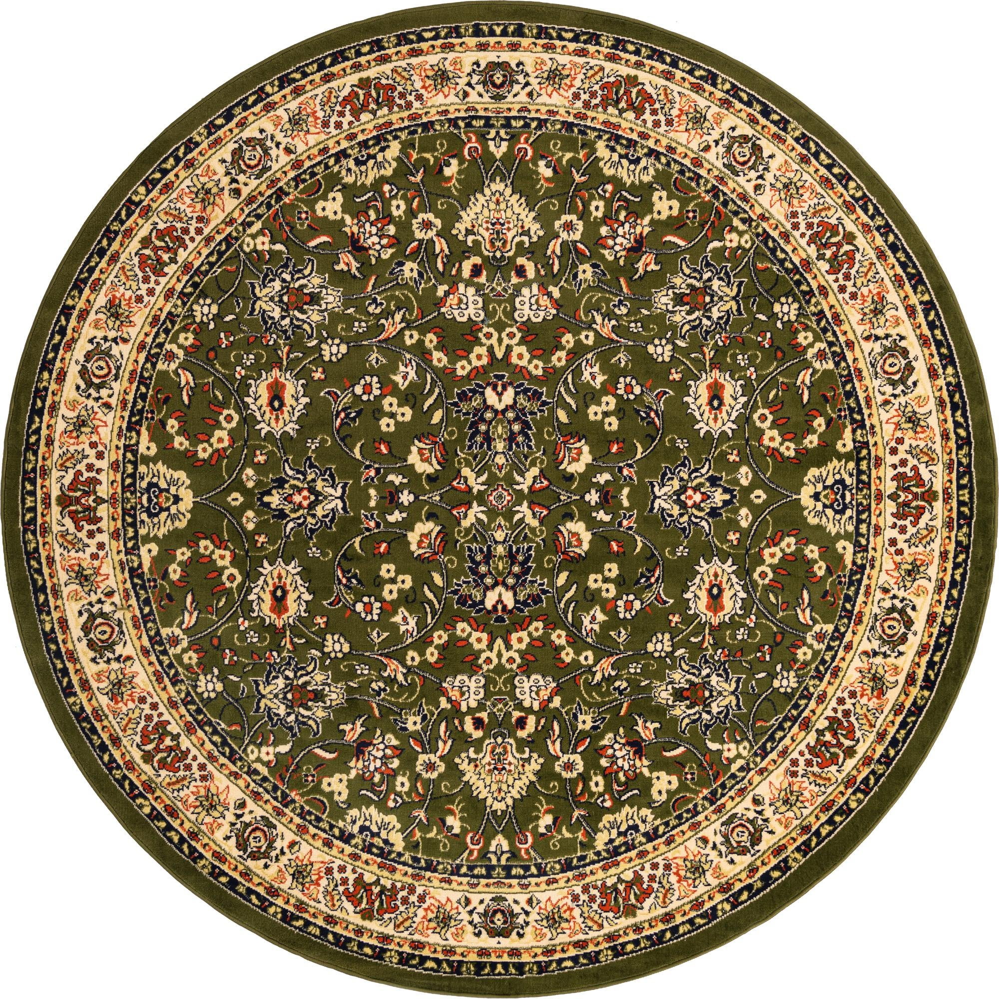 Rugs.com Yasmin Collection Rug – 8 Ft Round Green Medium Rug Perfect ...