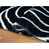 HR Plush Cobalt and White Wave-Patterned Shag Rug, 1-Inch-Thick Soft ...