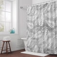 Ash Fronds Shower Curtain, Gray Silver Slate Leaf Plant Canvas Weave ...