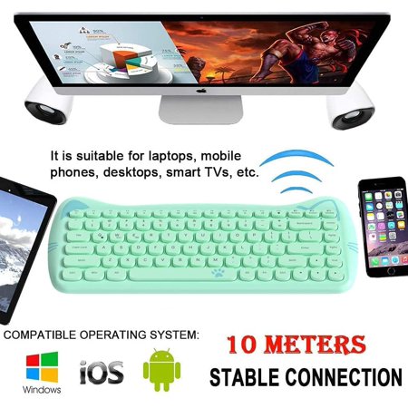 Wireless Bluetooth Keyboard,Green Computer Keyboards,Mini Portable 84 ...