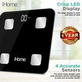 iHome Smart Bluetooth Digital Body Scale, Black, 14 Measurements, 397 ...