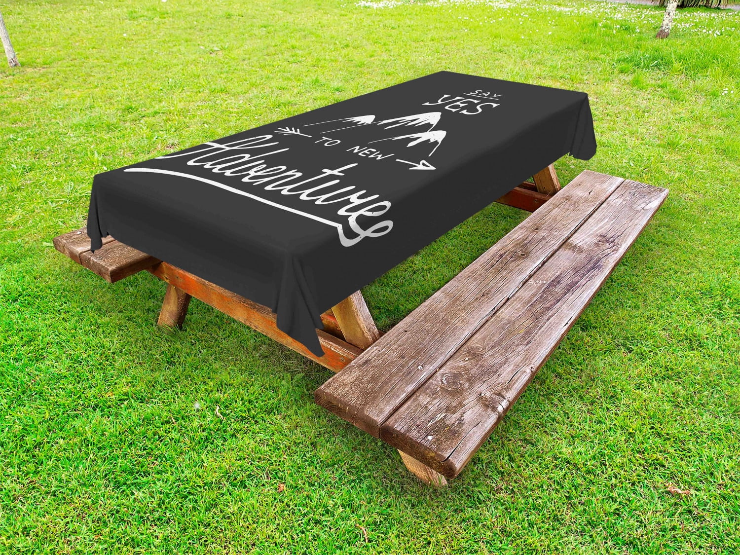 Adventure Outdoor Tablecloth, Say Yes to New Adventures Typographic ...