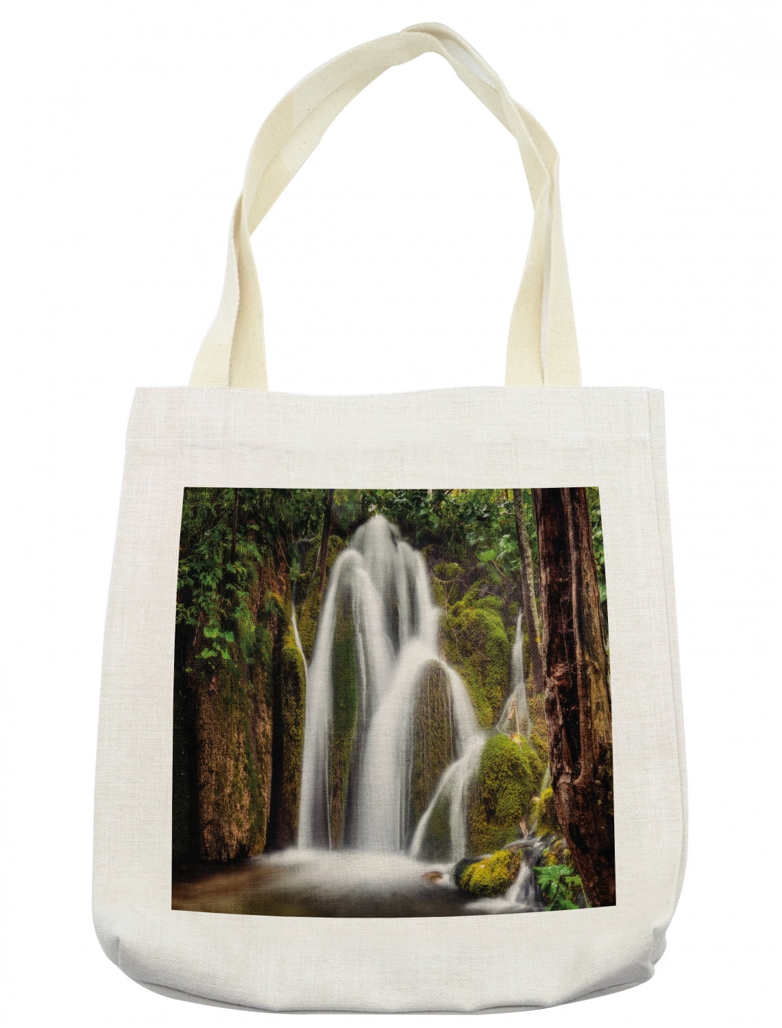 Waterfall Tote Bag, Epic Waterfall down the Cliffs Deep in Forest ...