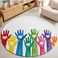 Cartoon Colorful Hands 7FT Round Area Rugs for Living Room Cute ...