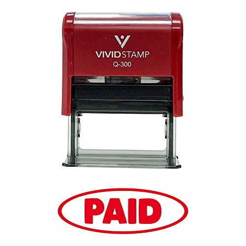 Vivid Stamp Paid W/Oval Border Office Self-Inking Office Rubber Stamp ...