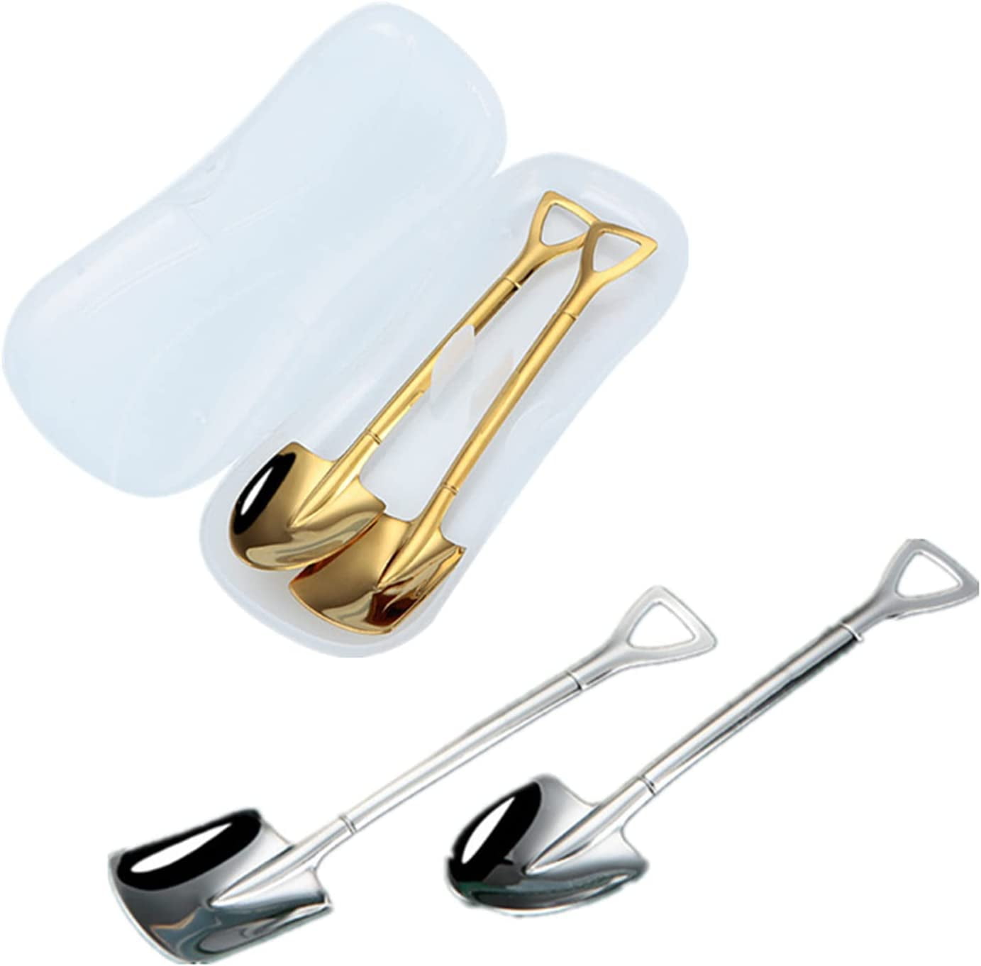 Dessert Spoon Set, 4 Pcs 6" Shovel Shape Stainless Steel Spoons for Tea ...