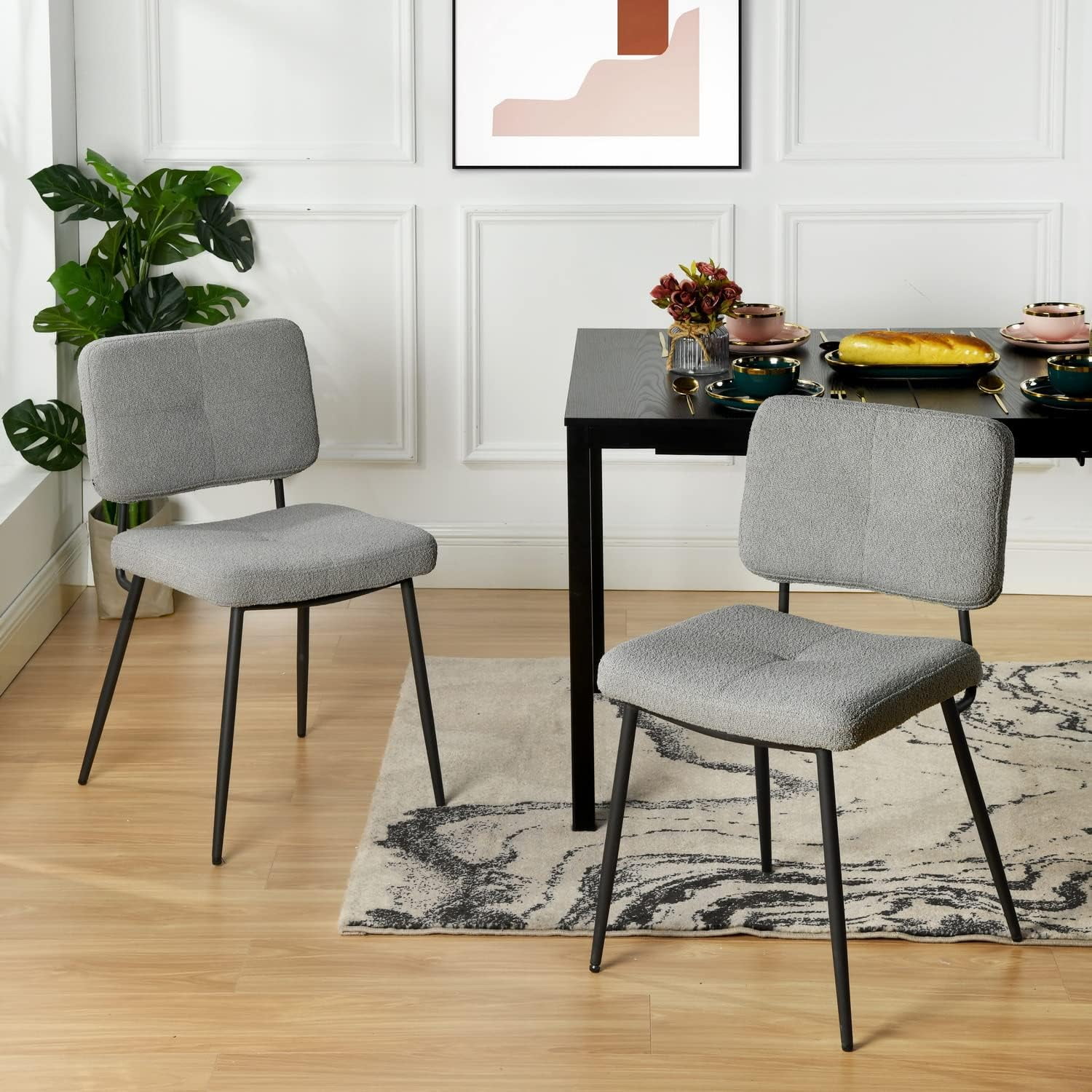 Sillas de Comedor FurnitureR Sherpa Gris Moderno KAROMI LIGHT GREY ...